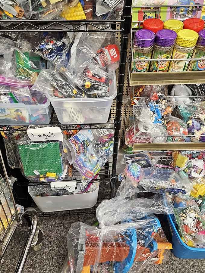 LEGO treasures and toy surprises await the sharp-eyed hunter. One person's outgrown playthings become another child's new adventure.