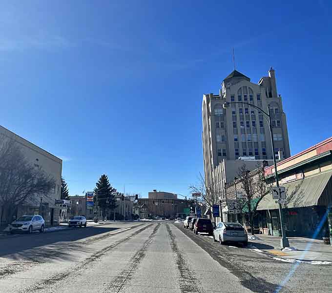 That art deco tower rises above Baker City like a beacon from an era when buildings had personality.