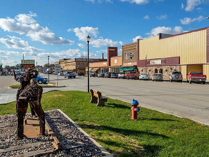 Creston's sun-drenched Main Street offers the kind of affordable small-town living that makes retirement feel like the adventure it should be.