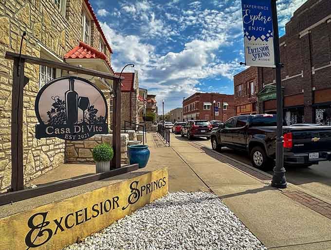 That Casa Di Vite sign welcomes visitors to streets where dramatic skies and historic architecture compete for your attention.