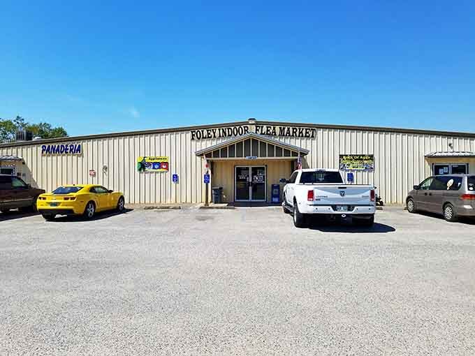That yellow Camaro parked outside adds a touch of muscle-car glamour to this treasure-filled indoor shopping destination.
