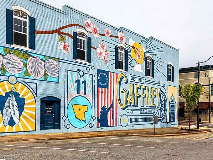 This vibrant mural celebrates local pride with colors brighter than your retirement account needs to be.