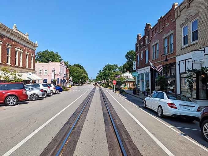 Railroad tracks running through downtown might slow traffic, but they add character you can't buy at any price.