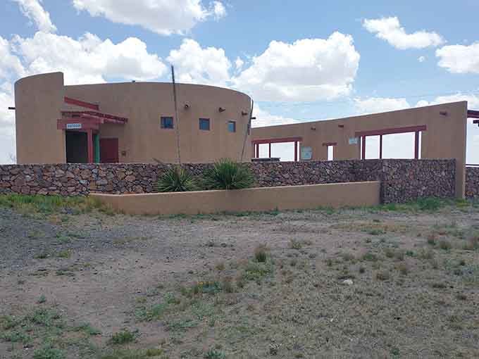 The viewing platform sits under dramatic skies where mysterious lights have puzzled observers for over a hundred years.