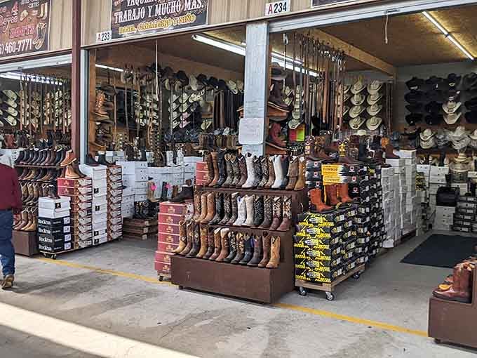 Western hats stacked floor to ceiling prove everything really is bigger and better in the Lone Star State.