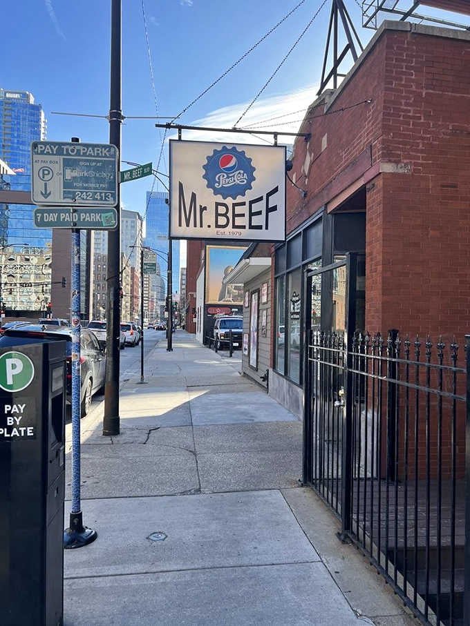 Mr. Beef's humble sidewalk presence belies its status as Chicago's Italian beef royalty.
