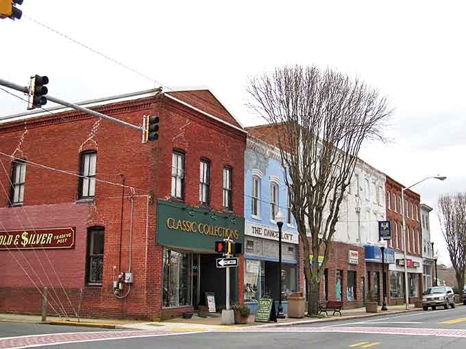 Pocomoke City's charming main street features colorful historic buildings where you can browse local shops without spending much.