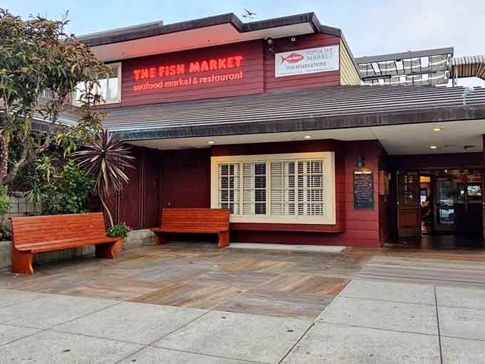 The Fish Market's impressive red exterior houses seafood treasures that Captain Ahab would have happily traded his quest for.