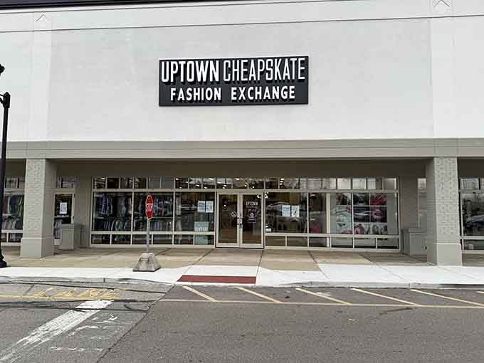 The sleek storefront design proves thrift shopping has officially entered the modern age with style.