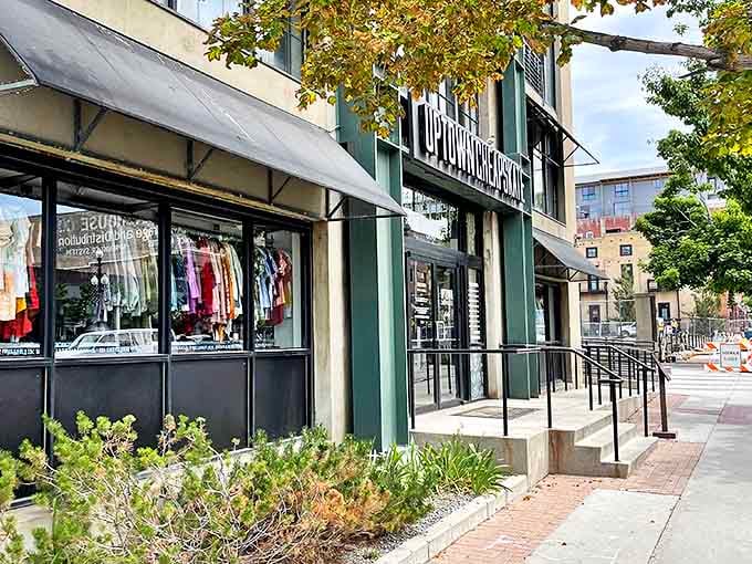 Uptown Cheapskate's urban setting matches its fashion-forward inventory. Where secondhand shopping sheds its dusty reputation for downtown cool.