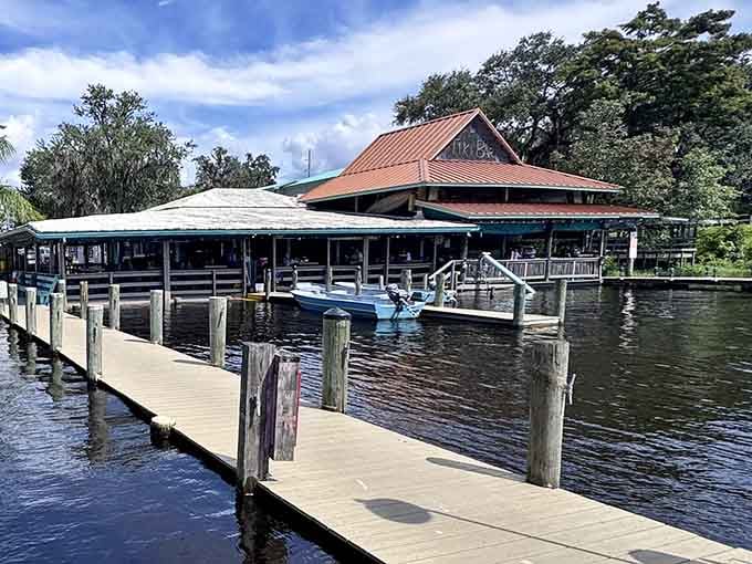 Whitey's rustic dock extends like an invitation to step back in time while enjoying Florida's freshest catches.