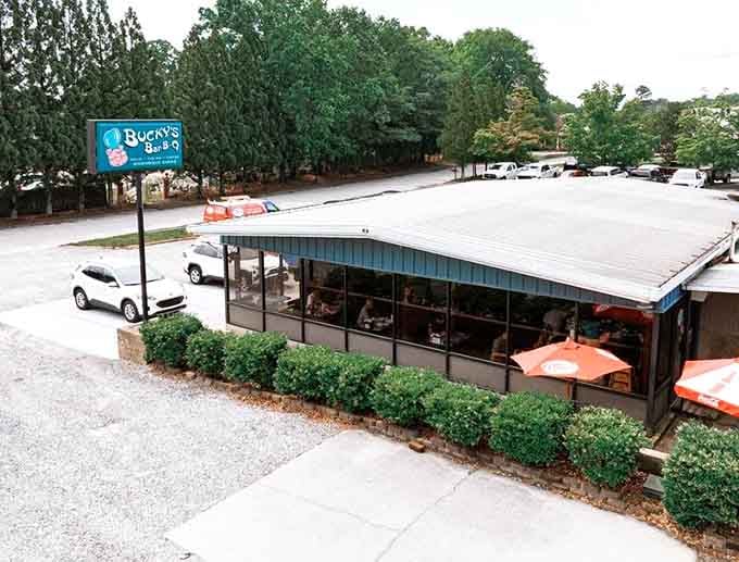 From this simple roadside spot, Bucky's has been serving Greenville barbecue that makes fancy restaurants wonder what they're missing.
