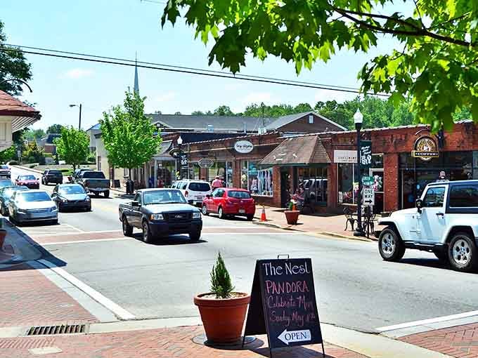 Clarkesville's charming brick buildings house local businesses where shoppers are greeted by name, not numbers.