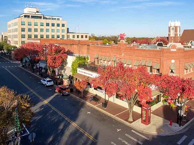 El Dorado's vibrant downtown corner bursts with autumn color and small-city charm, without the big-city price tag.