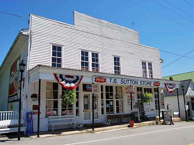 The historic white general store in Granville looks like it should be on a postcard labeled "Authentic America."