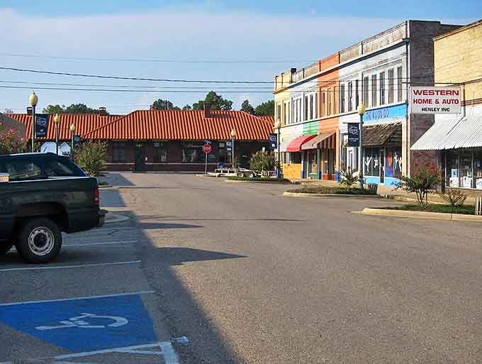 Small businesses line the streets of Hope, where locals enjoy affordable shopping and dining options within their $1,300 monthly budget.