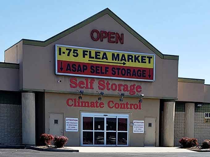 That straightforward "OPEN" sign means business&mdash;no fancy marketing needed when the deals inside speak for themselves loud and clear.