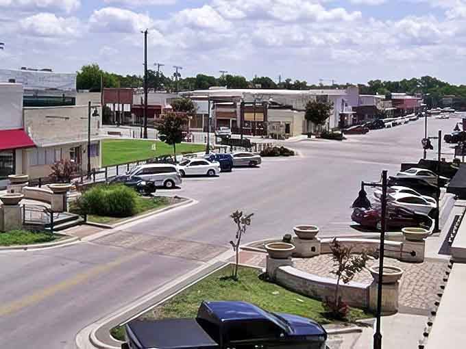 A bird's-eye view of Killeen's business district showcases its accessible layout and ample parking. No fighting for spots or paying outrageous meters here&mdash;just another budget-friendly perk!