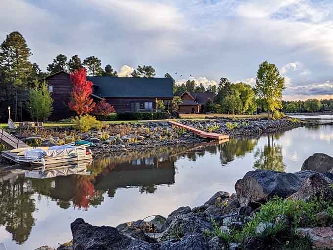 Autumn's paintbrush transforms waterside reflections into a masterpiece that rivals anything you'd find in a fancy art gallery.