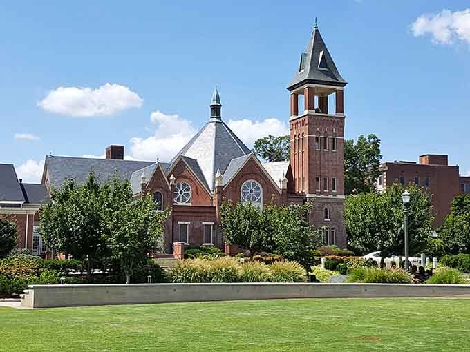 This stately brick church with its impressive tower represents Rock Hill's architectural charm. Beautiful historic buildings surround residents without inflating their living costs.