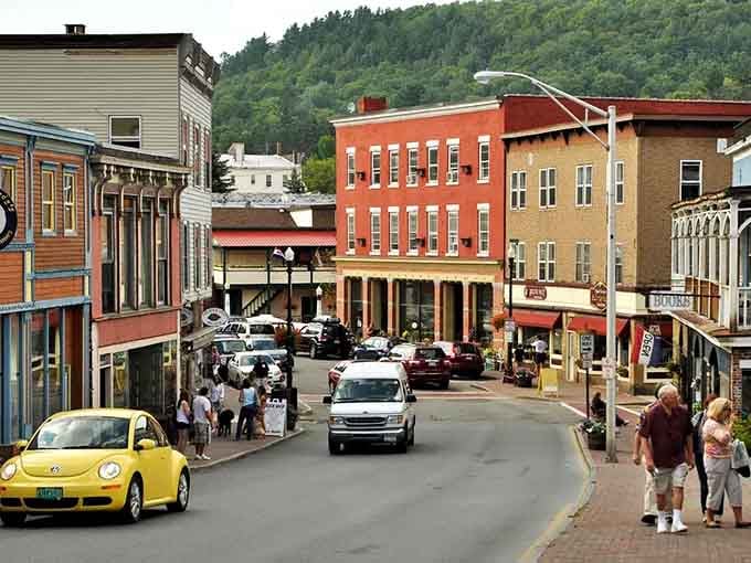 That bright yellow Beetle adds a splash of sunshine to streets already brimming with small-town character and charm.