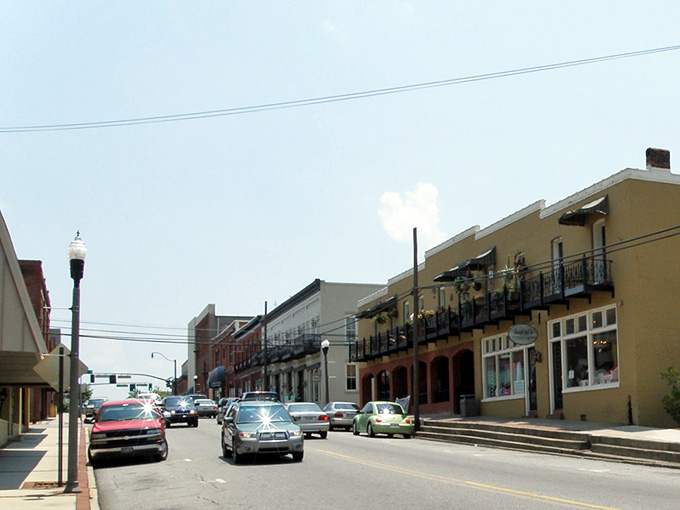 Downtown Statesboro's charming main street blends small-town Southern hospitality with historic architecture&mdash;where community and commerce meet under Georgia skies.