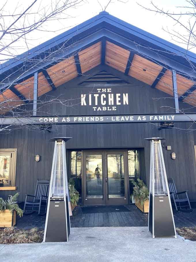 Those patio heaters flanking the entrance promise cozy dining even when winter tries to crash the party.