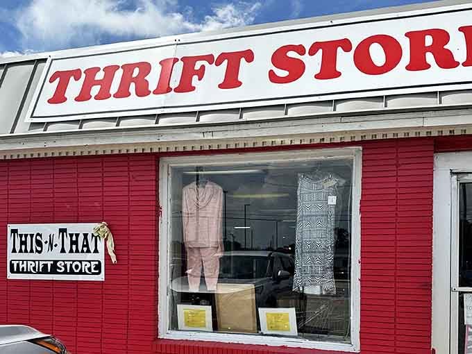 The classic red and white color scheme draws your eye straight to bargain heaven's entrance.