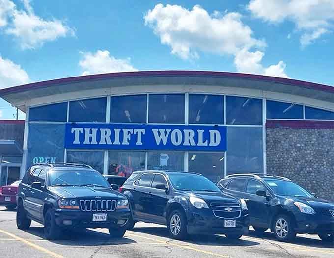 Multiple cars parked outside on a weekday afternoon prove that great deals attract crowds no matter the season.