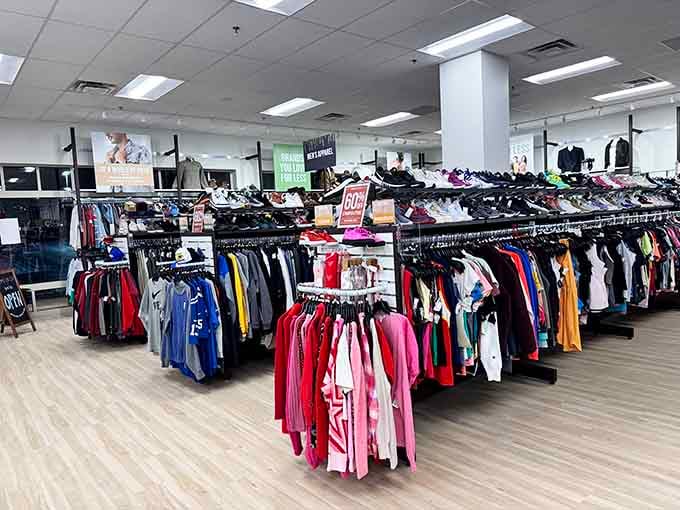 Racks bursting with every color imaginable stretch toward the horizon&mdash;a fashionista's dream come true at bargain prices.