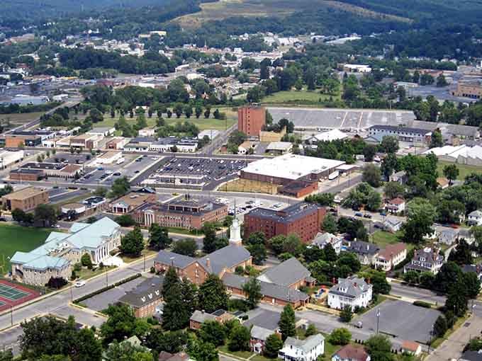 Aerial view reveals a patchwork of neighborhoods where families build lives without drowning in debt or endless commutes.