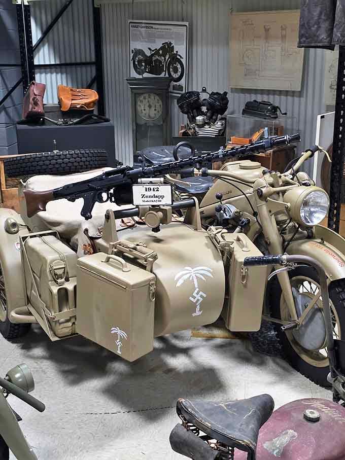 This 1942 Zundapp with sidecar served in World War II, carrying history on two wheels and one extra.