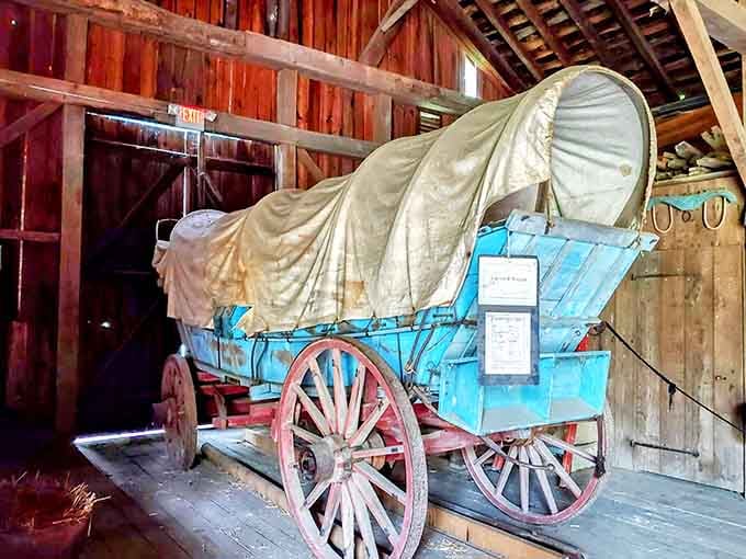 This beautifully preserved wagon reminds you that road trips used to require a lot more patience and hay.