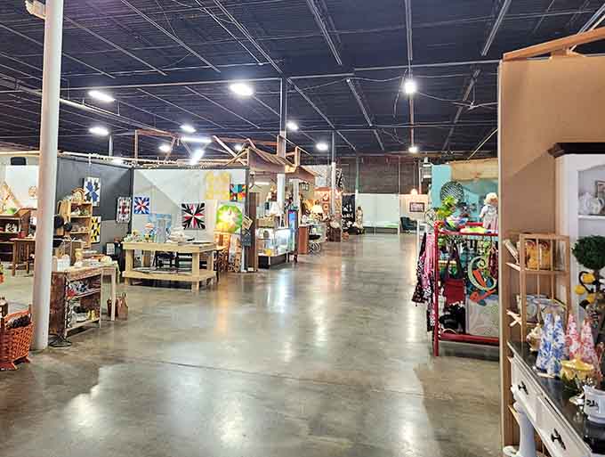 Local artisans and vintage finds share space like old friends catching up over sweet tea and memories.