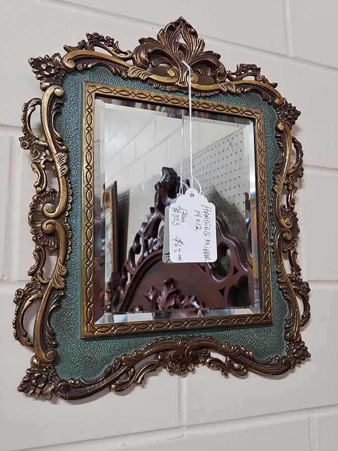 That ornate mirror doesn't just reflect your face – it frames it in the kind of baroque splendor that makes selfies seem inadequate.