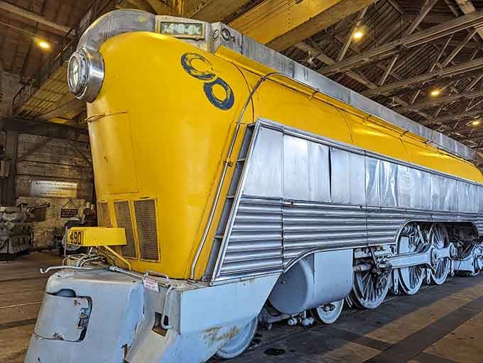 That streamlined yellow beauty looks like it could still outrun tomorrow if someone fired up the engine.