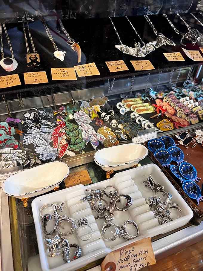 Jewelry featuring real bones and teeth, for when regular accessories just don't express your unique personality quite enough.