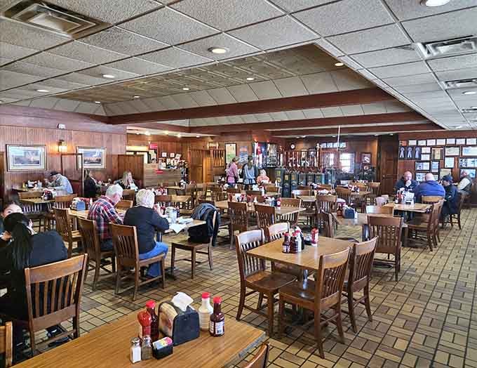 Diners settle into their meals with the focused contentment of people who've found exactly what they needed.