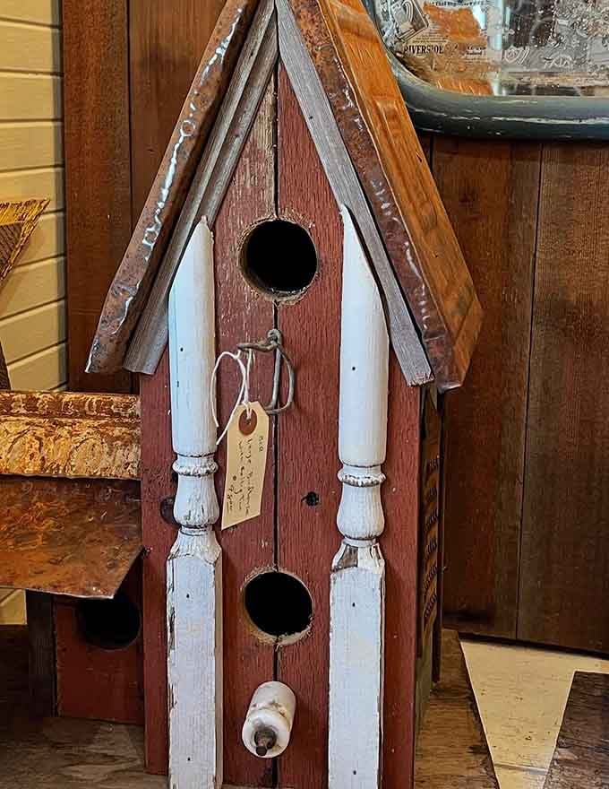 Home tweet home! This handcrafted birdhouse combines rustic charm with architectural whimsy&mdash;perfect for feathered residents with discerning taste.
