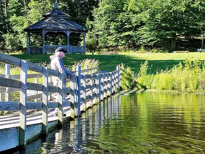 Cartier Park's fishing dock: where patience is rewarded with either fish or the perfect excuse to do nothing productive.