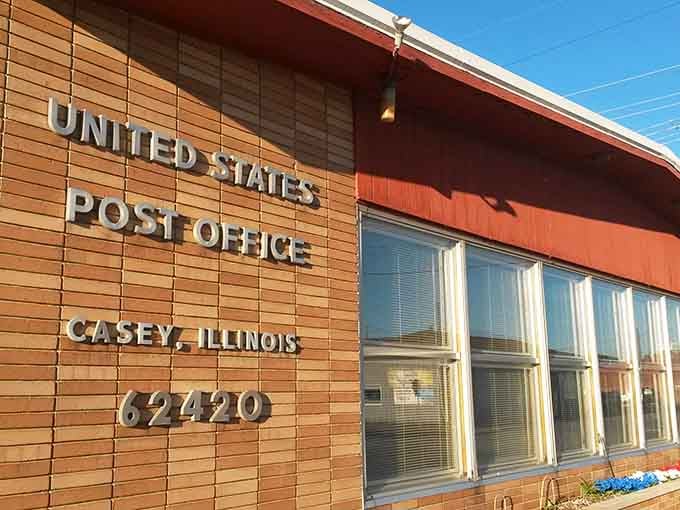 The post office that proves Casey takes communication seriously, even if the mailbox outside is slightly over the top.