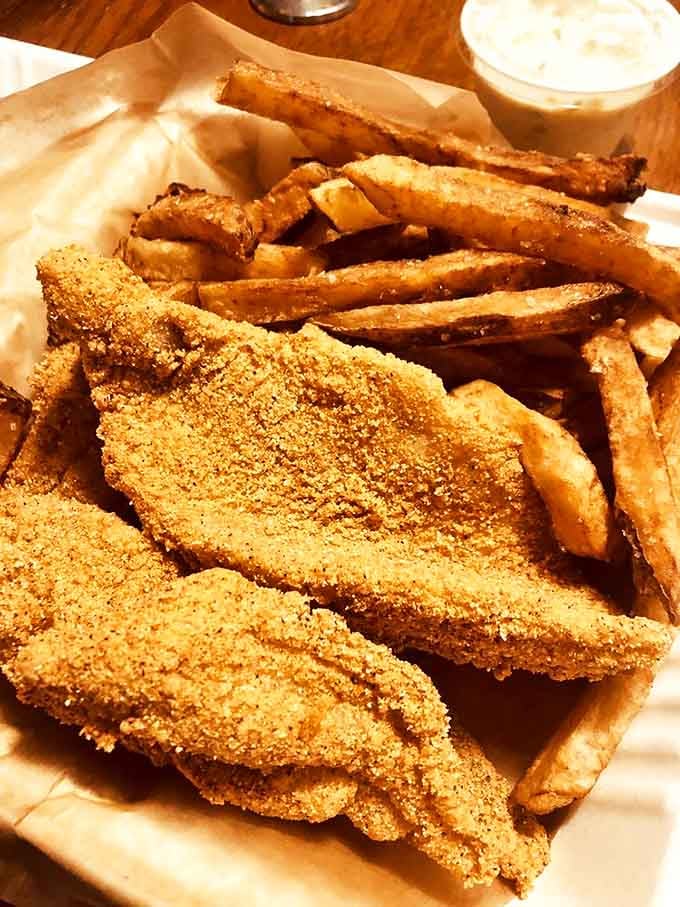 Cornmeal-crusted catfish that would make any Southern grandmother nod in approval. Those fries aren't just sides&mdash;they're co-stars.