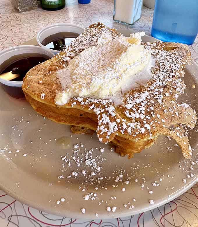 French toast dusted with powdered sugar like fresh Arizona snow, only infinitely more delicious and satisfying.