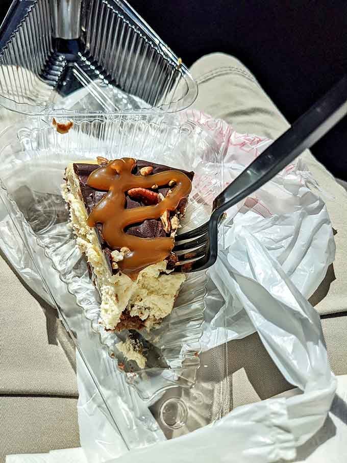 Chocolate turtle cheesecake that's worth saving room for. One bite of this caramel-drizzled masterpiece and you'll understand why diets don't apply here.