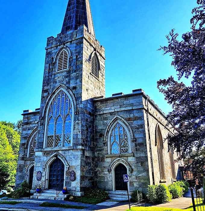 Christ Church Episcopal's granite facade has weathered centuries of Maine winters, standing firm like the faith of its congregation.