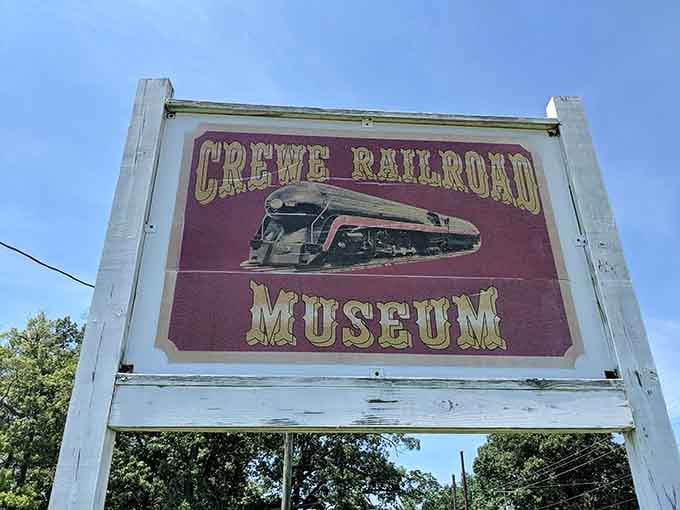 Classic lettering and a steam locomotive illustration announce your arrival at this treasure trove of rail history.