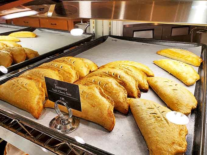 Fresh turnovers lined up like delicious soldiers, ready to march straight into your heart and stomach simultaneously.