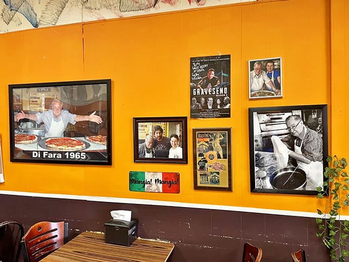These walls tell stories of celebrities and locals alike, all united by their devotion to exceptional pizza.