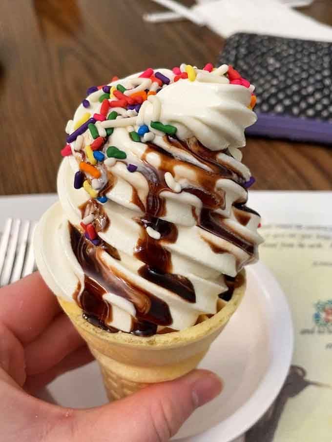 Soft serve swirled high with toppings and drizzles, because dessert should always reach for the sky.