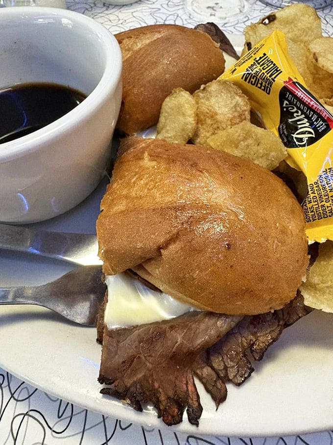 A French dip that makes you question why you'd eat anything else&mdash;tender beef with au jus so good you might consider drinking it straight from the cup.